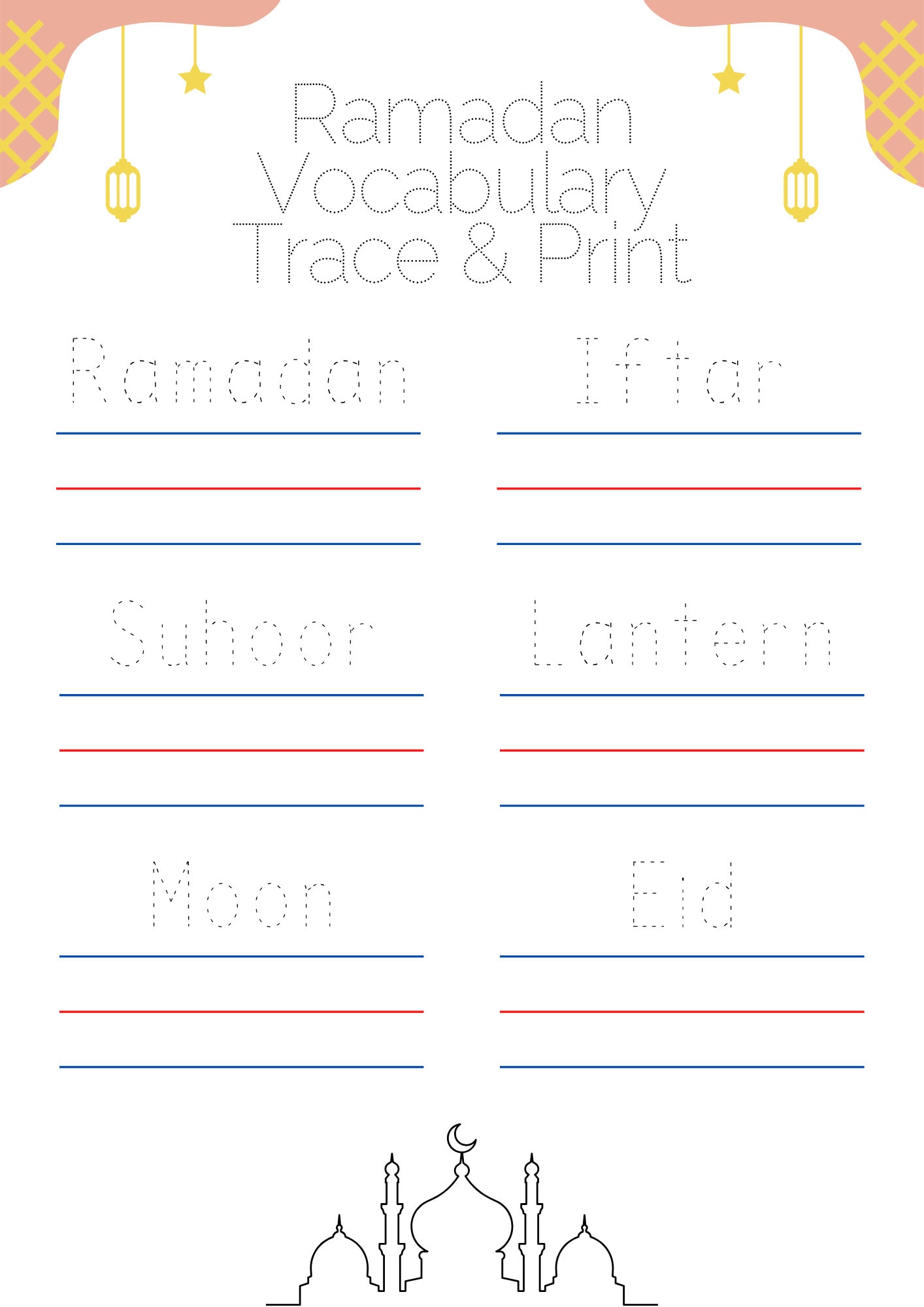 Ramadan Kids Activity Printable 50 Plus Pages Vocabulary Writing ...