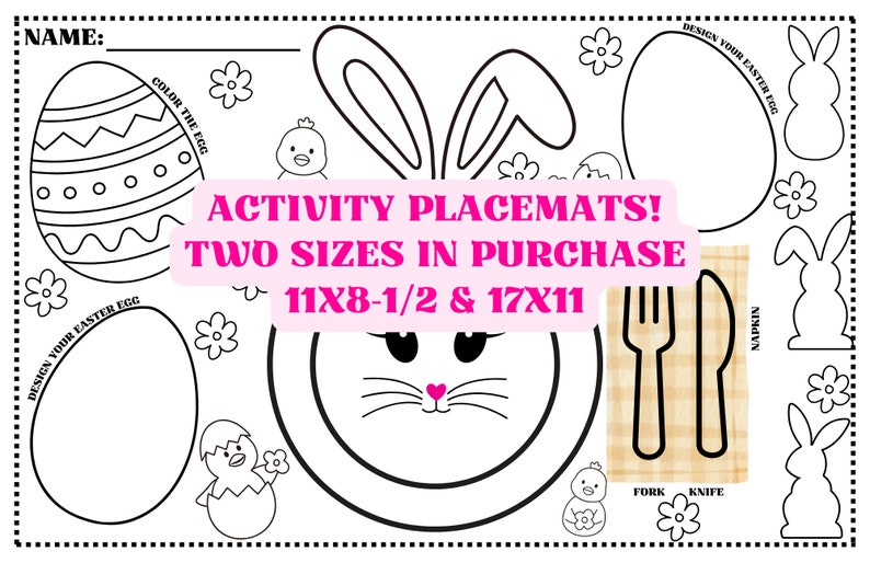 Easter Delight: Printable Kids Placemat Set in 2 Sizes - Bunny Fun ...