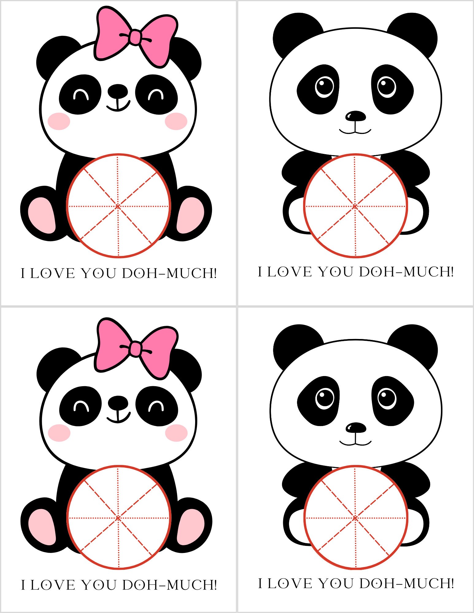 Play-doh Panda Bear Valentine's Day Card Template Digital Print Out ...