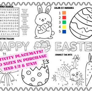 Easter Kids Fun Printable Placemat Set - 2 Sizes Included - Tracing ...