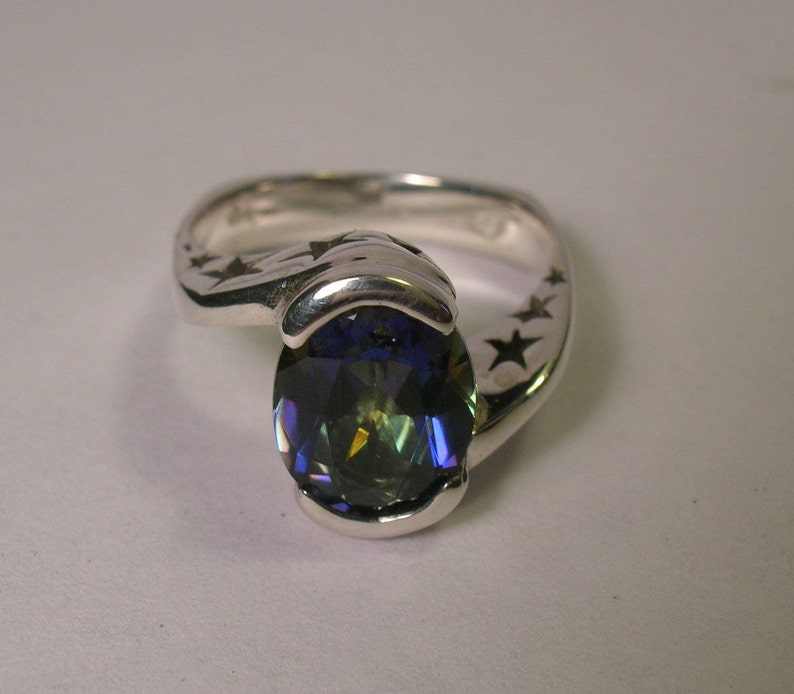 Sterling Silver Mystic Topaz Ring With Star Accents - Etsy