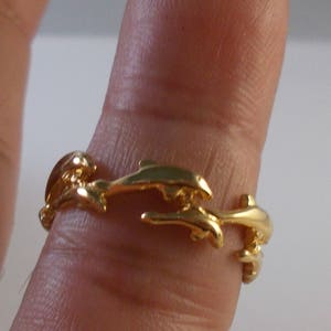14karate Yellow Gold Two Dolphin Band - Etsy
