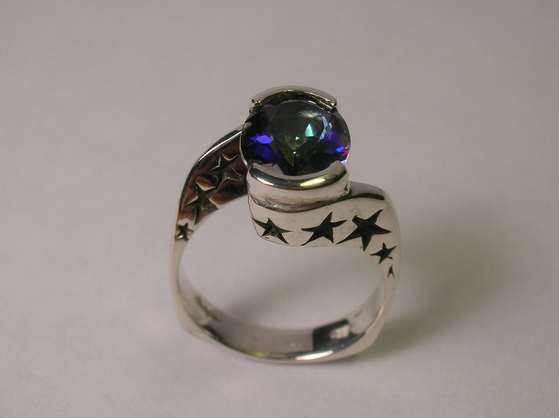 Sterling Silver Mystic Topaz Ring With Star Accents - Etsy