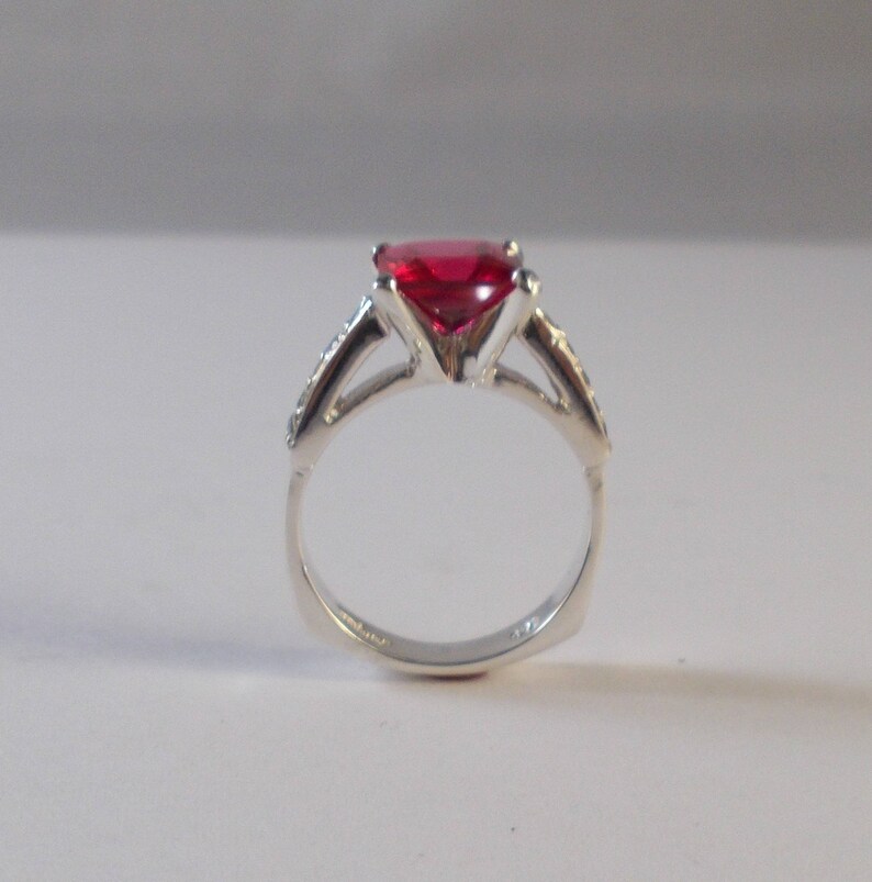 Sterling Silver 8x8 Mm Princess Cut Ruby Engagement Ring With | Etsy