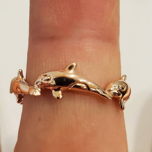14KT Yellow Gold Orca Whale Band - Etsy
