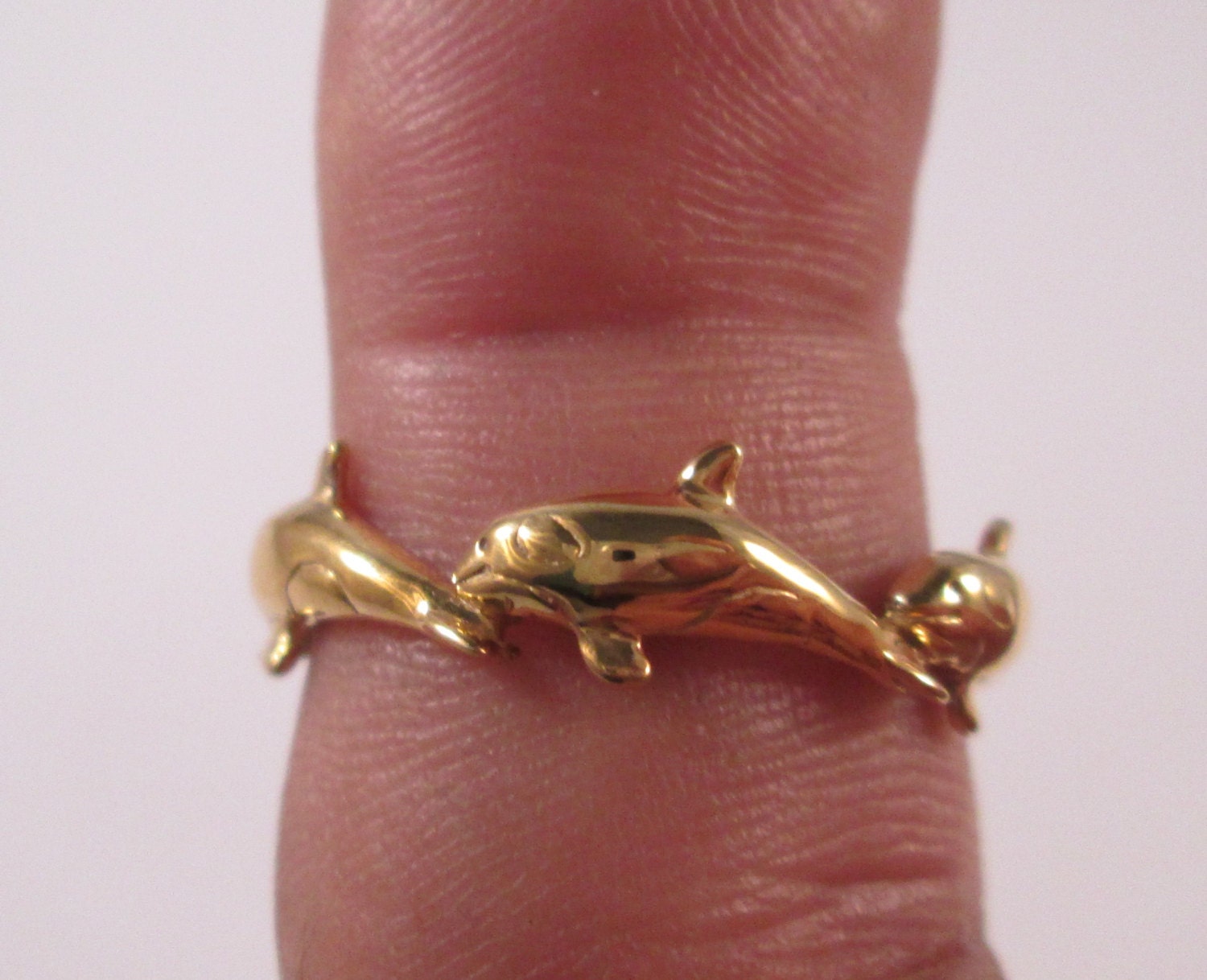 14KT Yellow Gold Orca Whale Band | Etsy