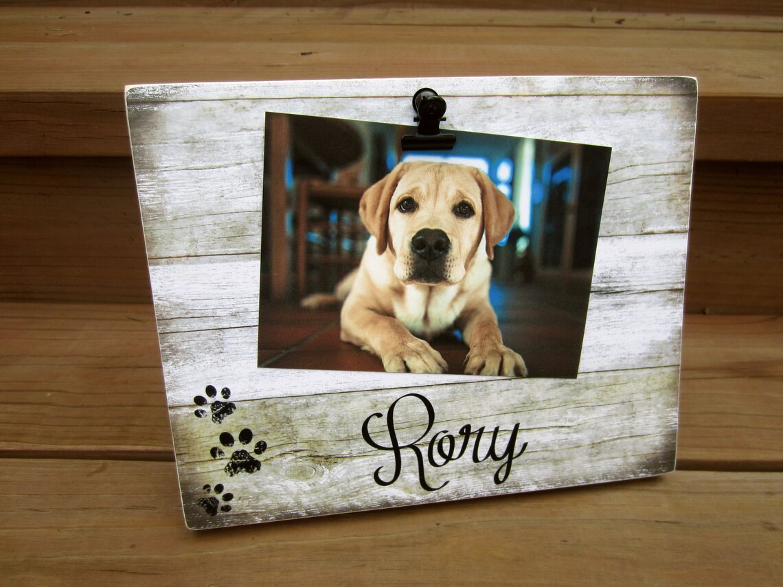 Wood Pet Photo Frame 4 X 6 Clip Personalized Pet Dog - Etsy