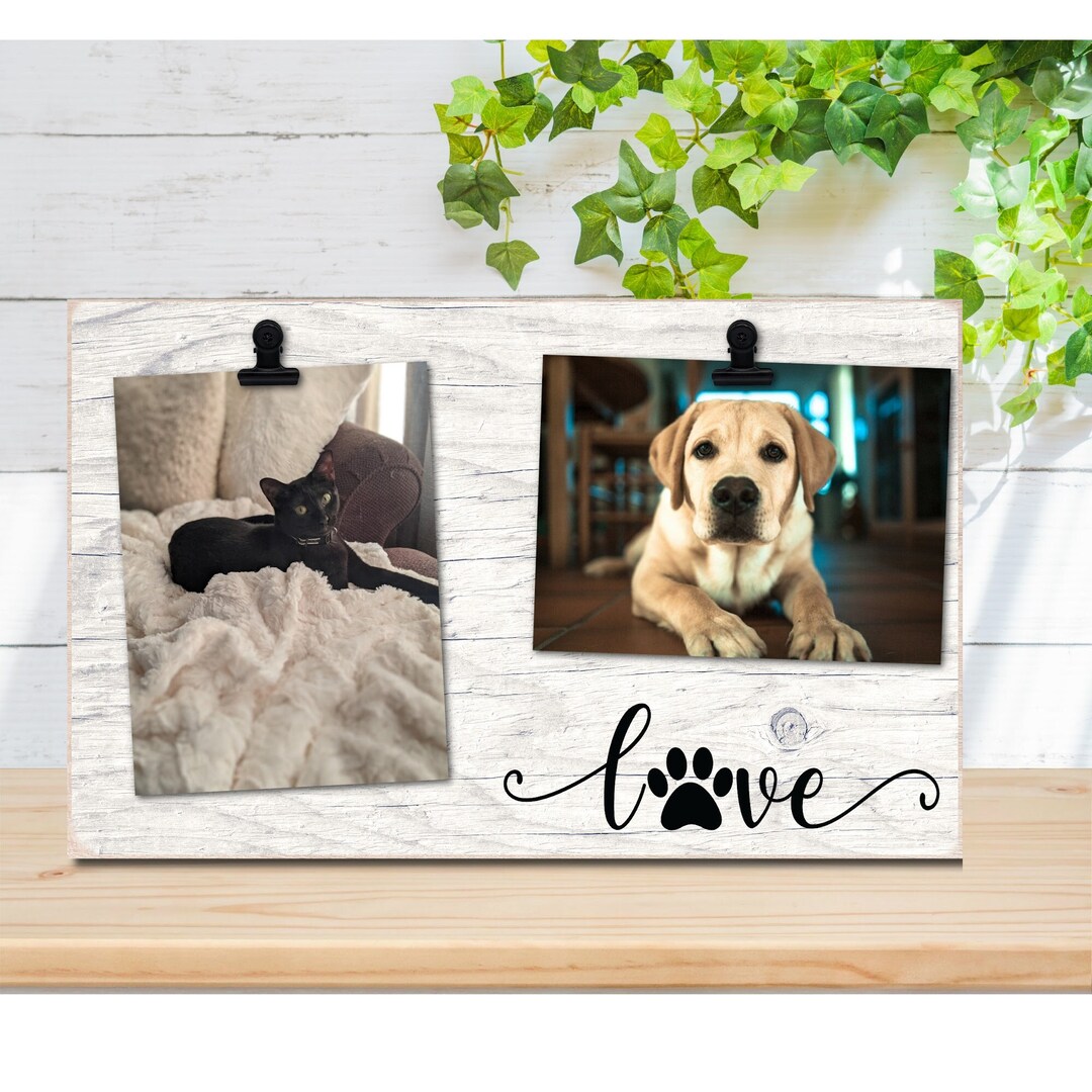 Wood Pet Photo Frame: Holds Two 4x6 Photos, Dog Cat Memorial - Etsy