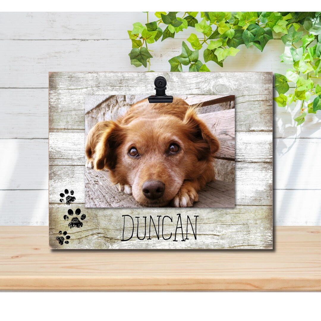 Wood Pet Photo Frame - 4 X 6 - Clip - Personalized - Pet - Dog - Cat ...