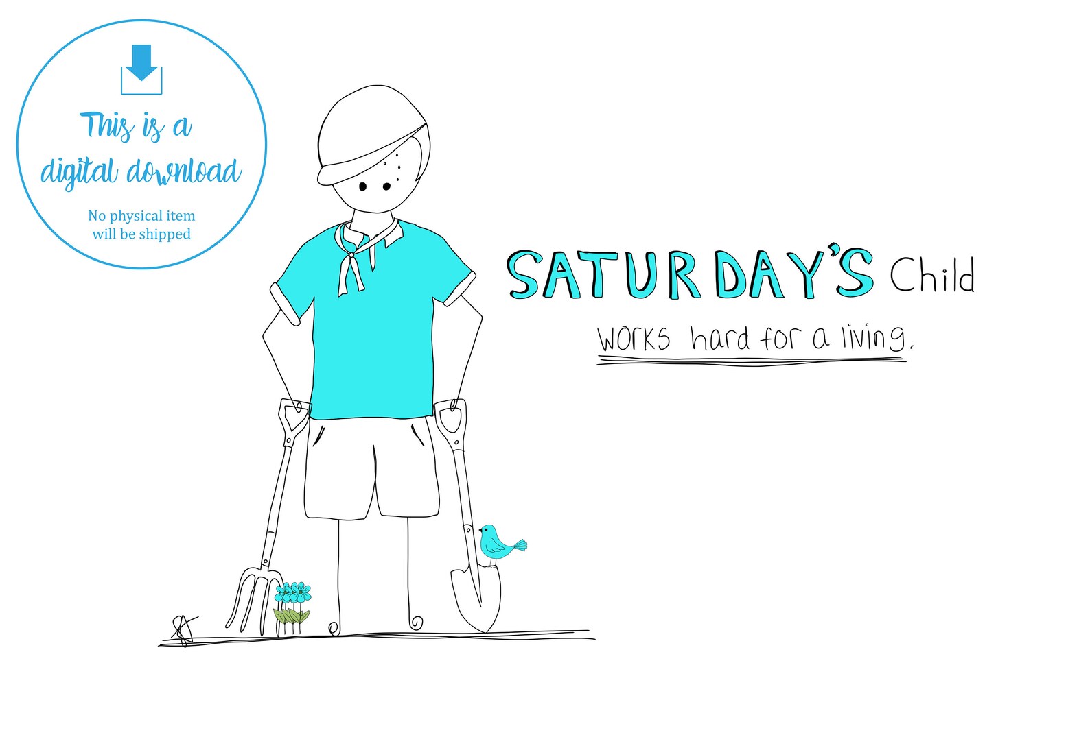 Saturday's Child Works Hard for a Living Celebrate a | Etsy