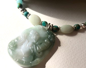 Chinese Jade Snake Pendant - Etsy