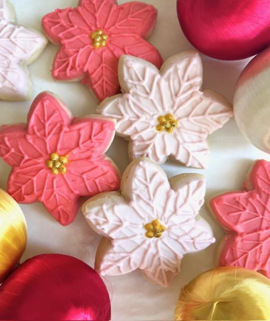 Poinsettia Sugar Cookies • Hand-decorated Holiday Floral Cookies ...