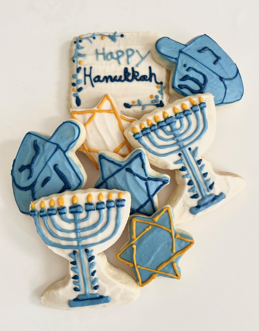 Hanukkah Sugar Cookies - Menorah and Dreidel Cookie Set/buttercream ...