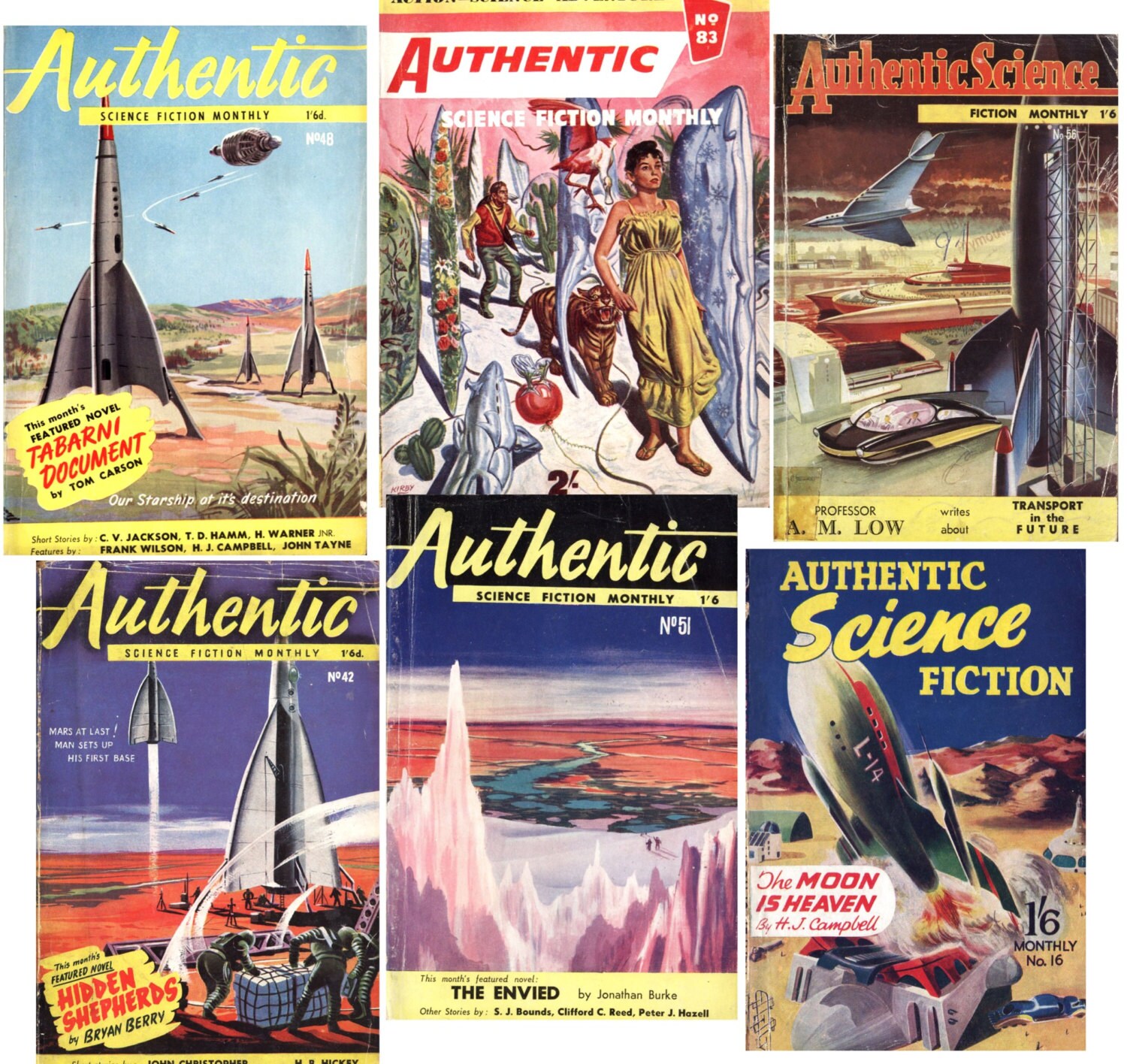 48 Vintage Pulp Magazine AUTHENTIC SCIENCE FICTION 1950's - Etsy