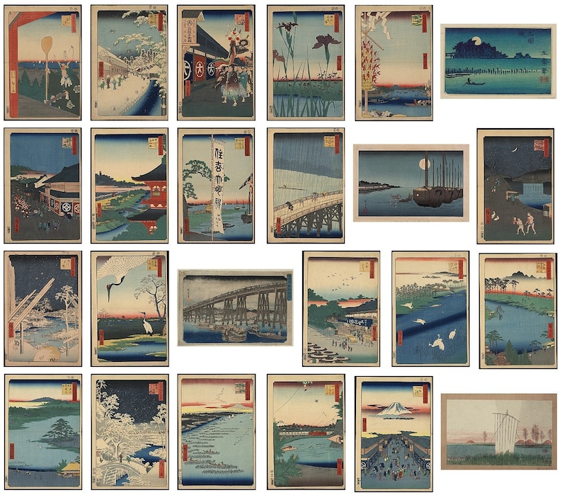 Japanese Woodblock Print Art 1850s Utagawa Hiroshige Ukiyo E Ultra Hi