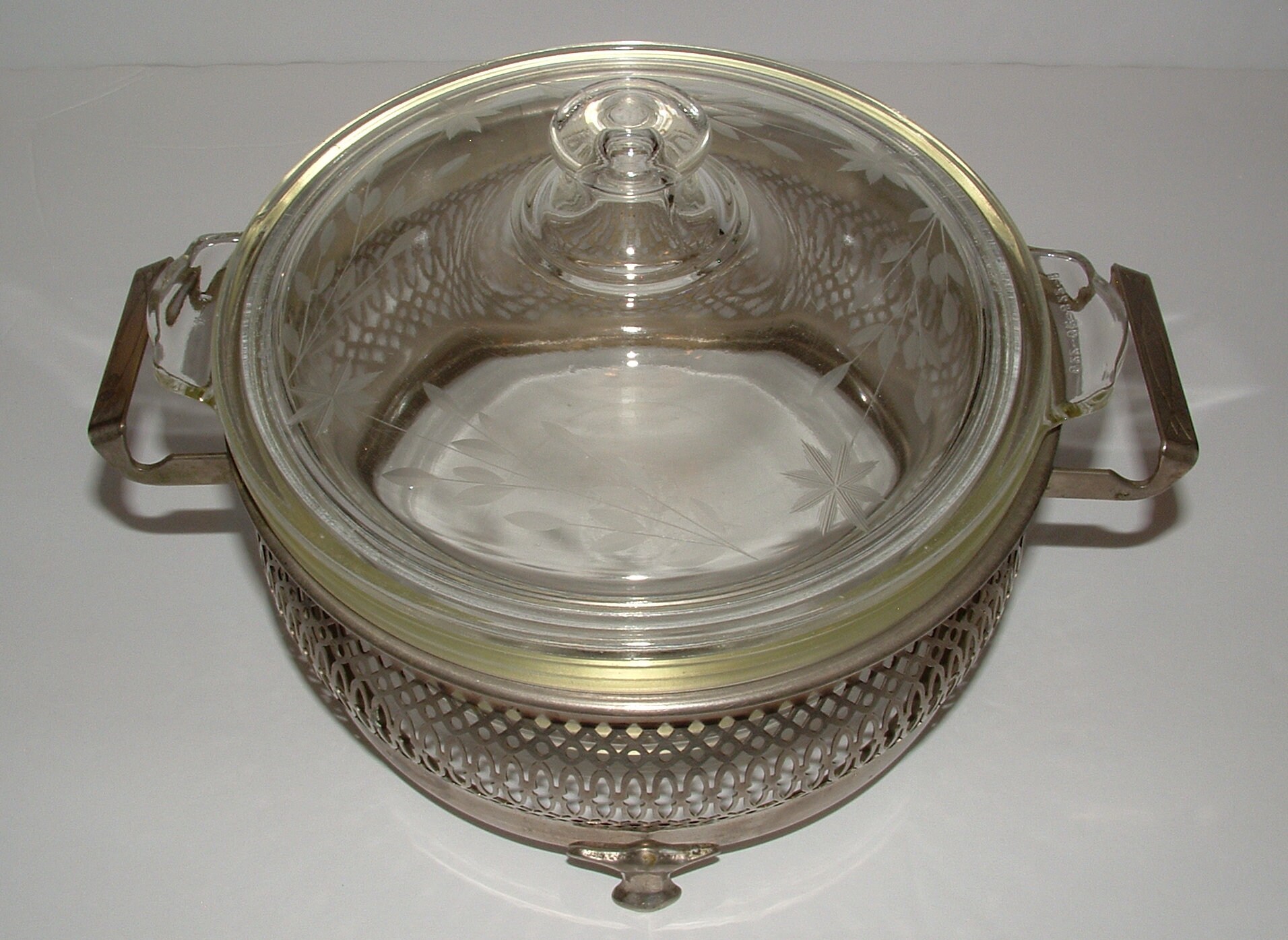 Vintage 1920's Etched Pyrex Clear Cov. Glass Casserole - Etsy
