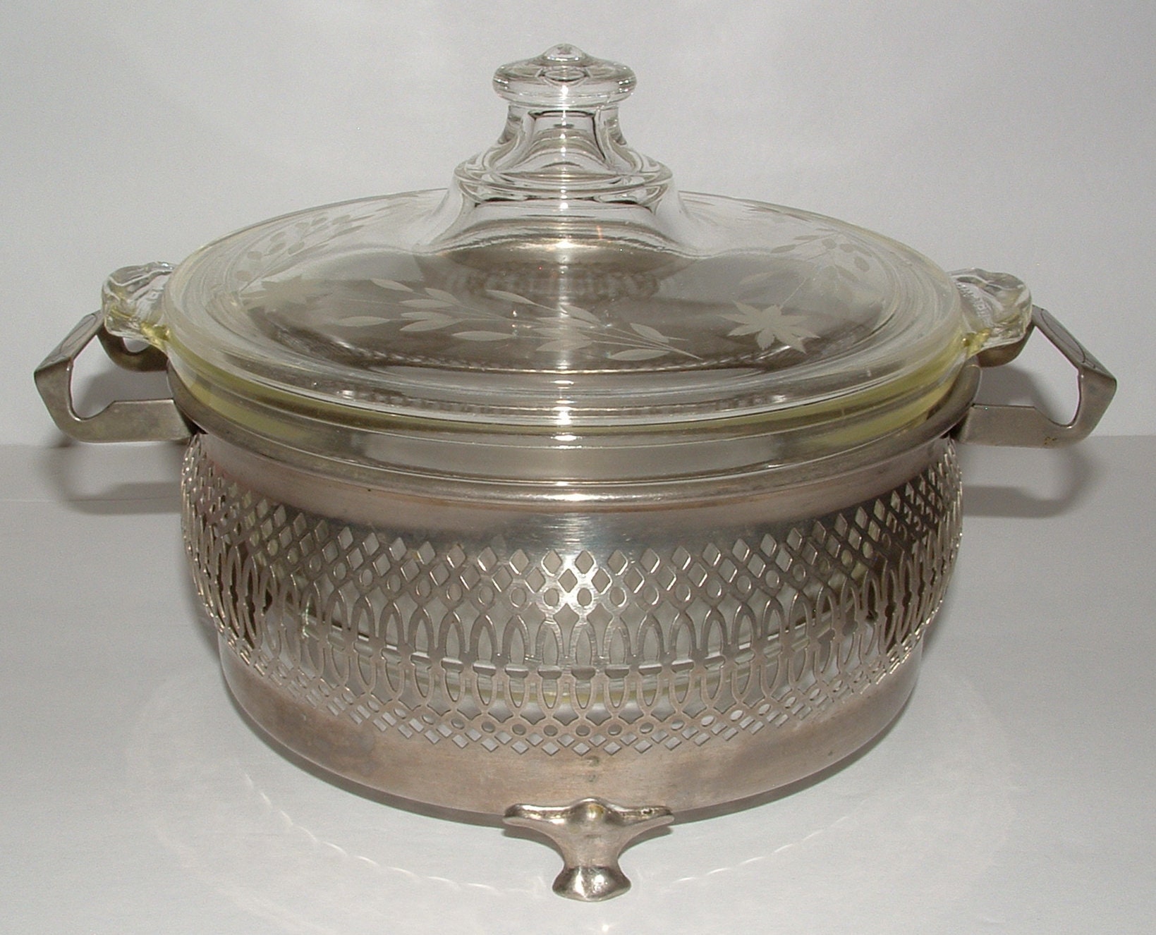 Vintage 1920's Etched Pyrex Clear Cov. Glass Casserole - Etsy