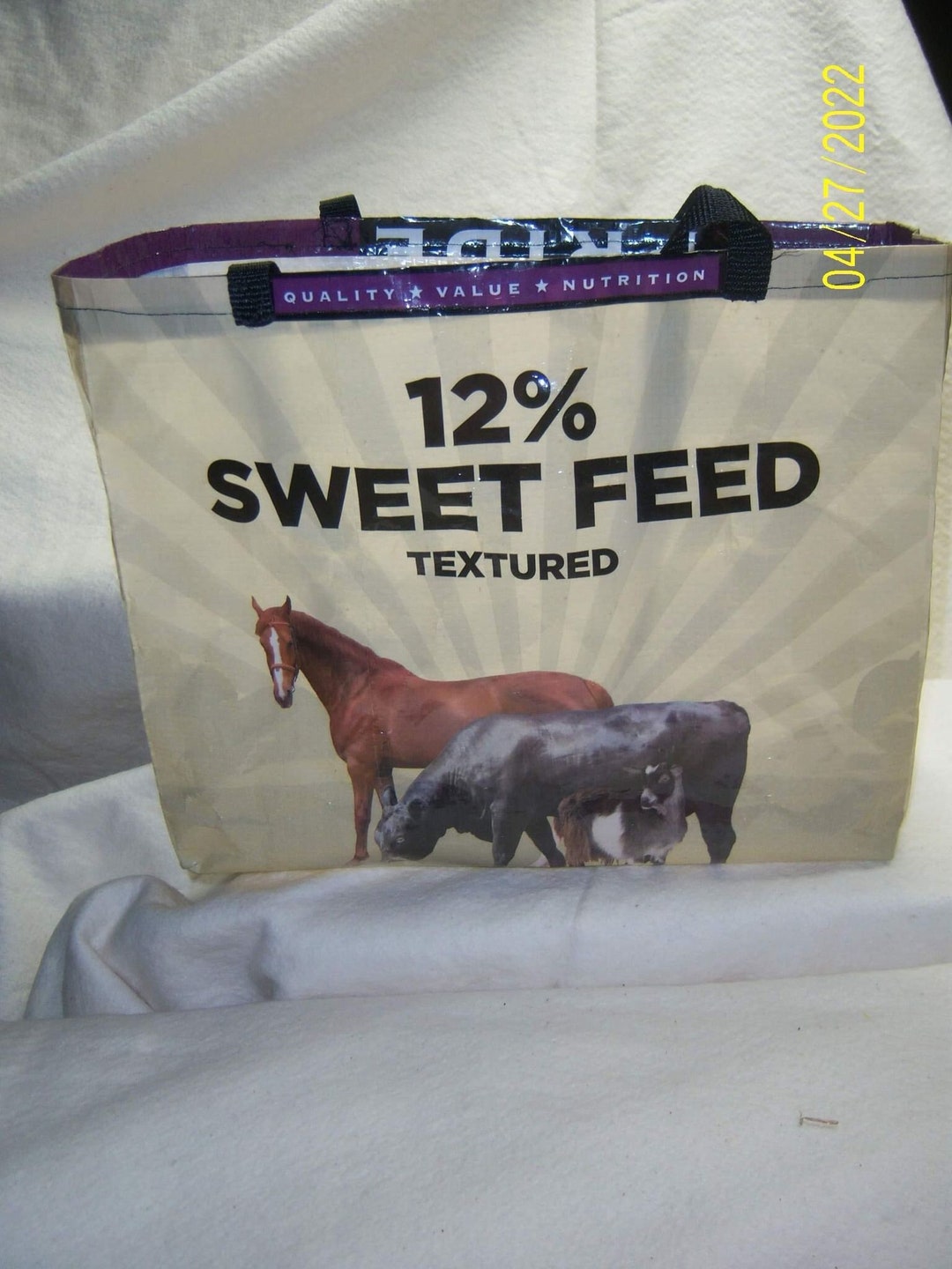 12% Horse Feed Feedbag Upcycled Tote Bag, Upcycled Market Tote ...