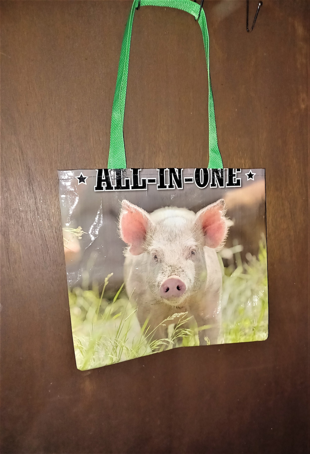 Pig Swine Feedbag Upcycled Tote Bag, Repurposed Tote, Feed Sack Grocery ...