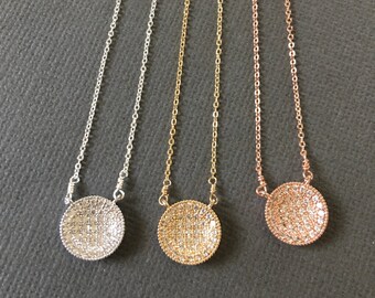 Diamond Disc Necklace - Etsy