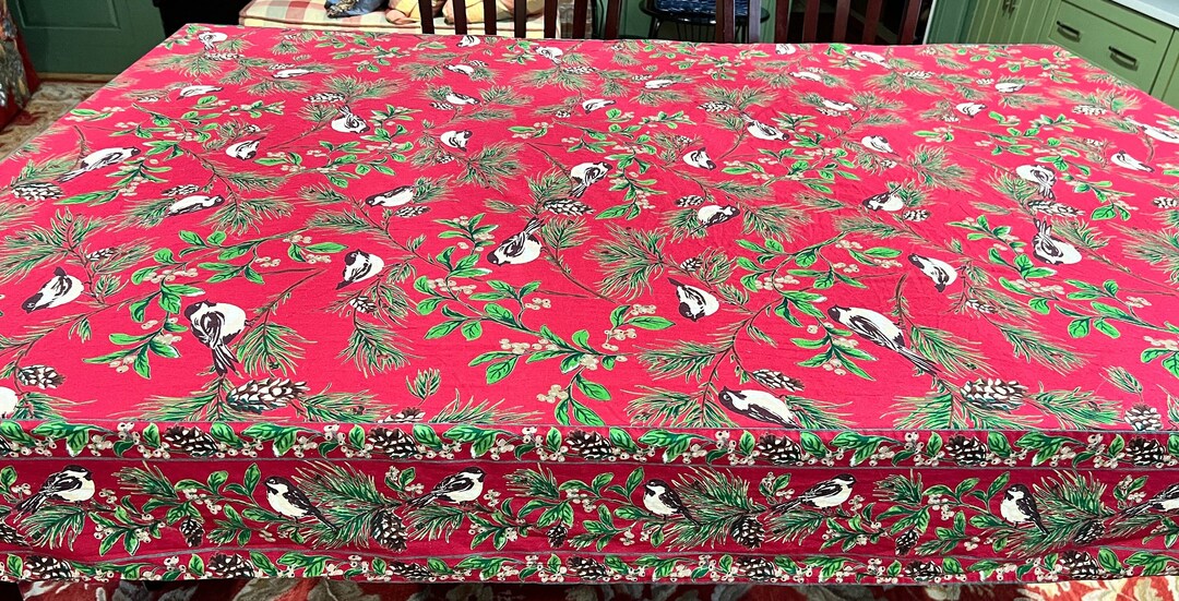 Vintage April Cornell Cotton Tablecloth 99l X 61 W Chickadee Pattern - Etsy