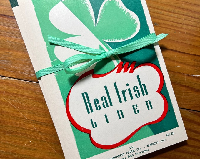 Two Vintage "real Irish Linen" Ruled Paper Notepads | Cute ... Shamrock ...