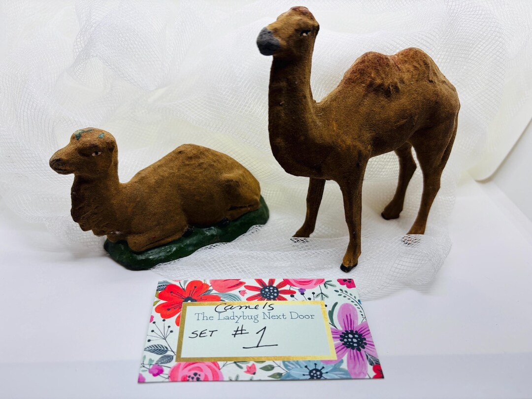 PUTZ Made in Germany Vintage 1920’s Flocked Nativity Camels, 1 Standing ...