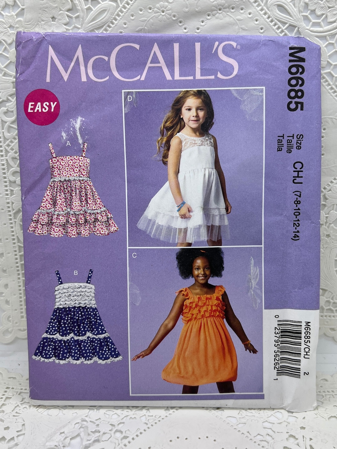 Mccall's 6685 | Easy to Sew Child's Ruffly Dresses With Variations ...