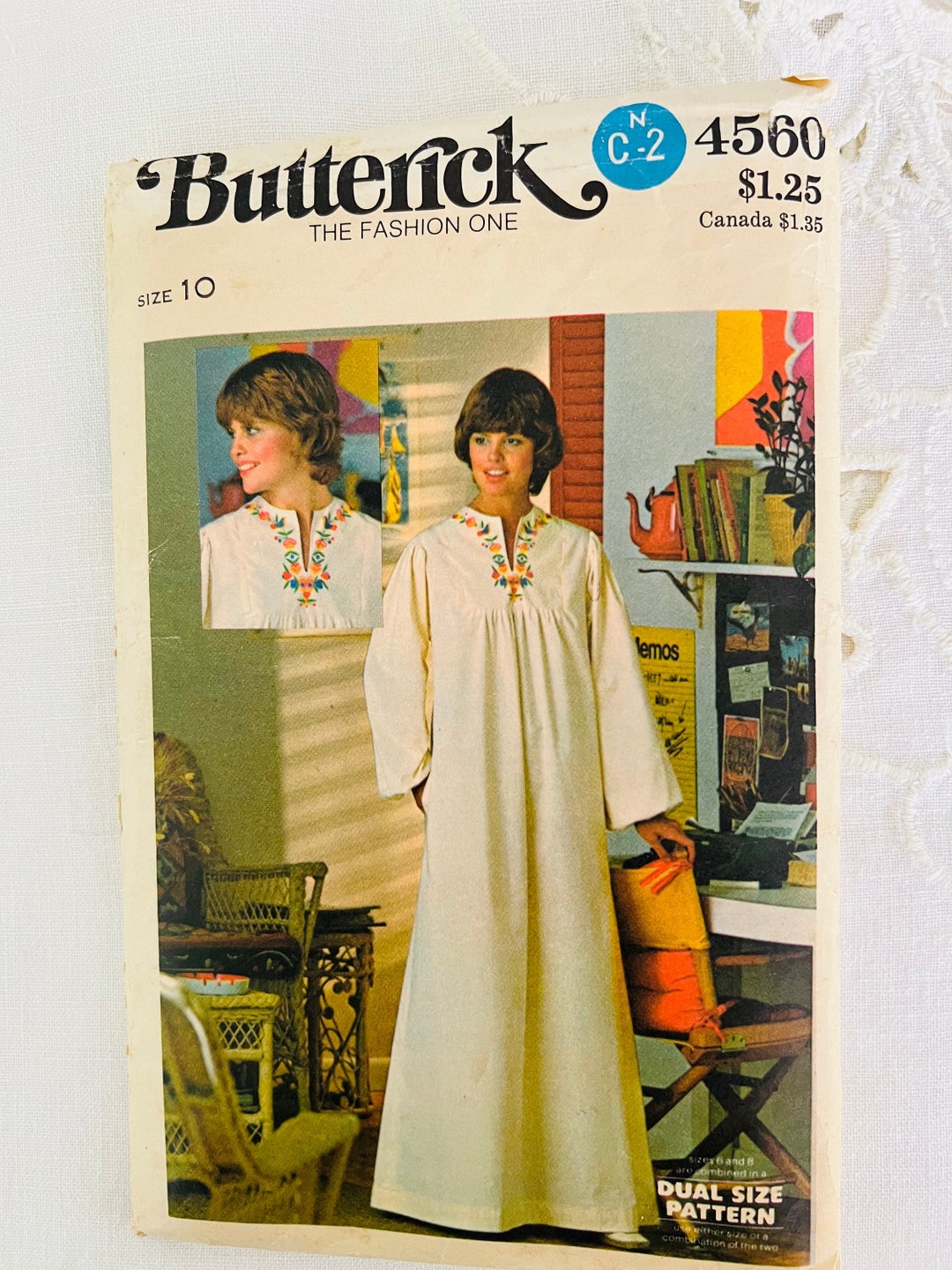 Butterick 4560 Loose-fitting Caftan Misses 10 Vintage 1970's Oop Cut ...