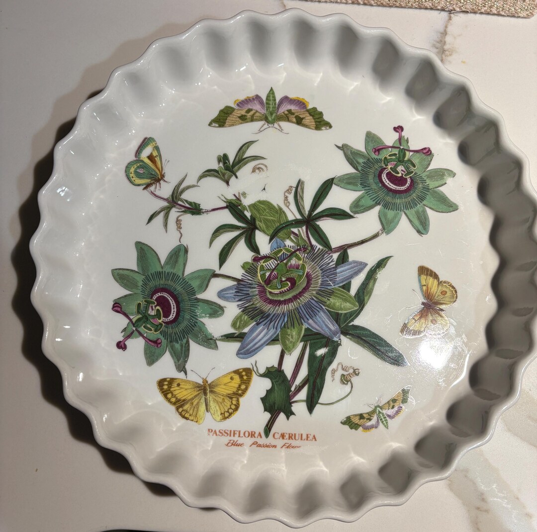 Portmeirion Blue Passiflora Pie Dish: Vintage Ceramic Quiche Pan - Etsy
