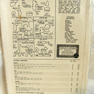 Simplicity 626 | Set of Stuffed Toys Include Rabbit Cat Dog Giraffe ...