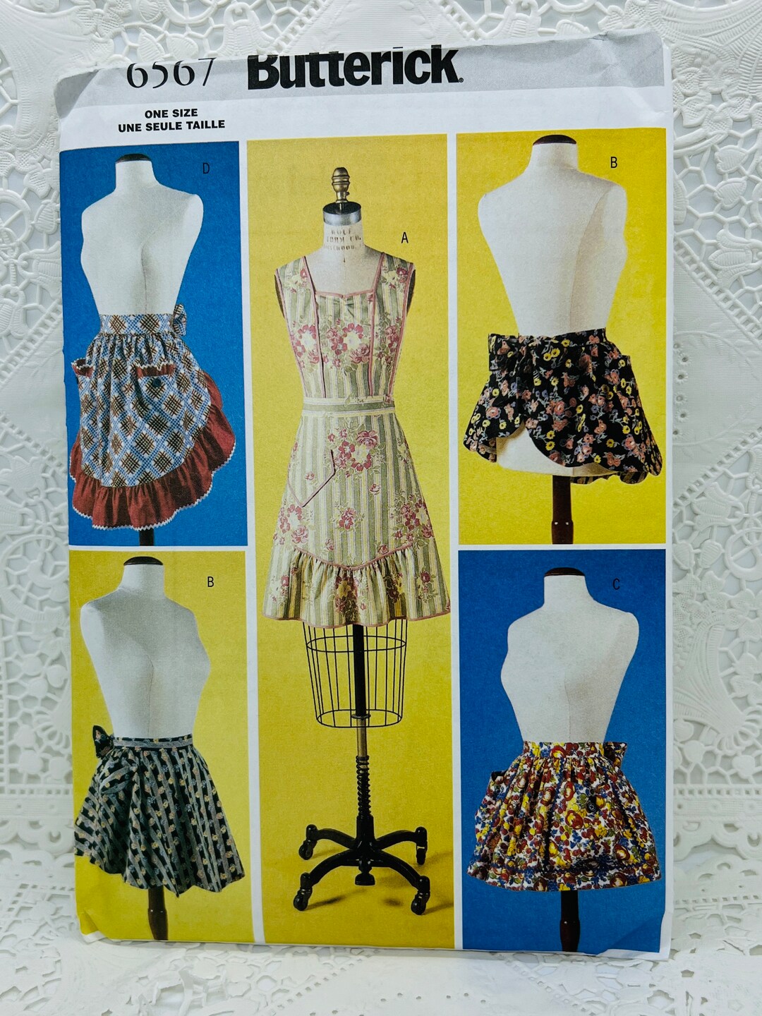 Butterick 6567 Full & Half Aprons W/variations All Sizes Included: S M ...