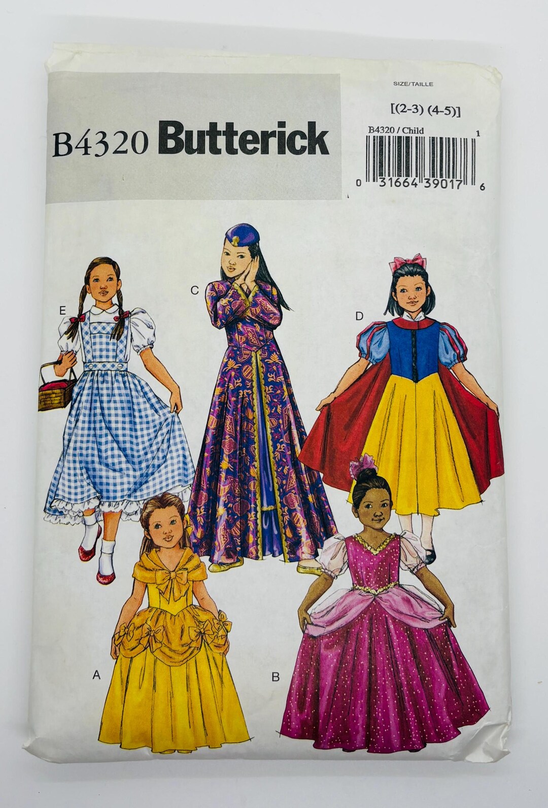 Butterick B4320 | Princess and Classic Character Costumes | Child 2/3 ...