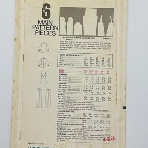 Vogue 7790 | Very Easy Very Vogue Jumper Blouse Pants | Misses 14 Bust ...