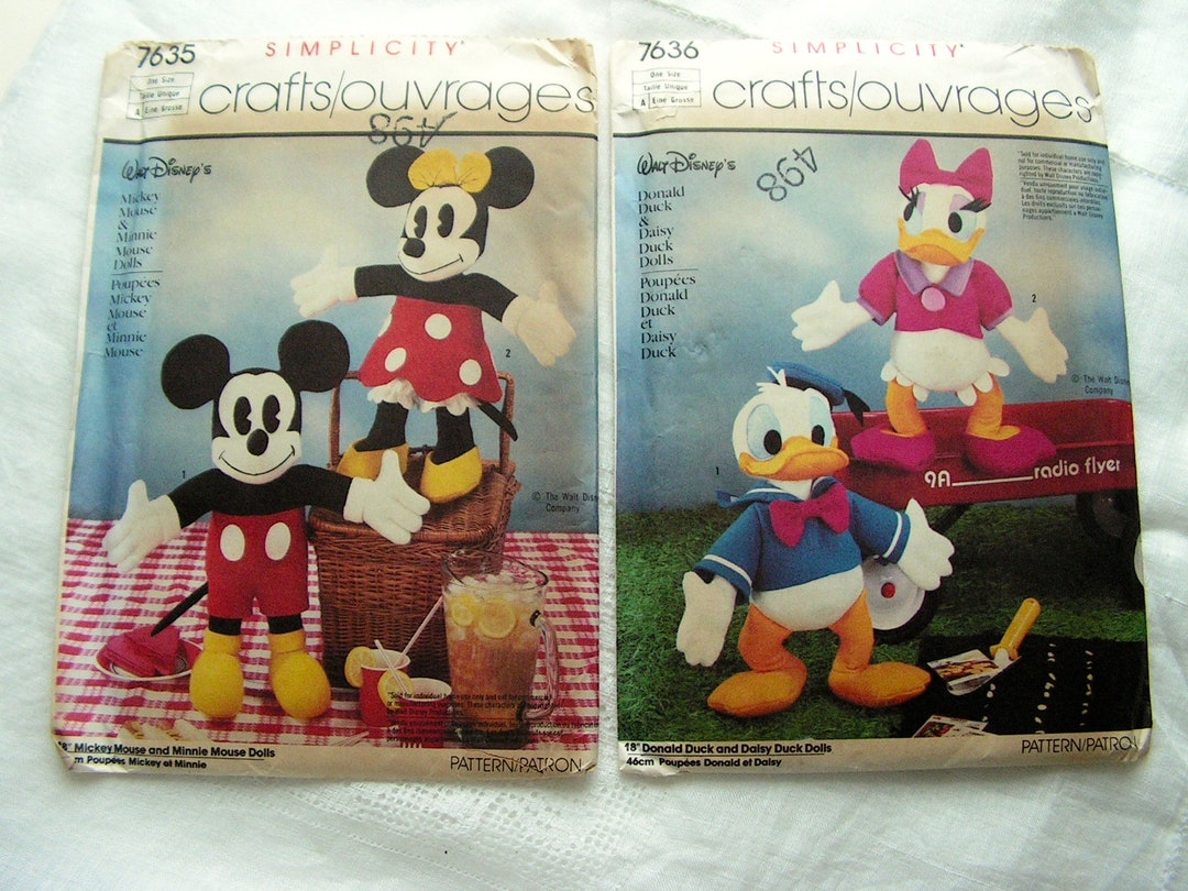 Simplicity 7635 or 7636 Walt Disney's Mickey/minnie OR Donald/daisy ...