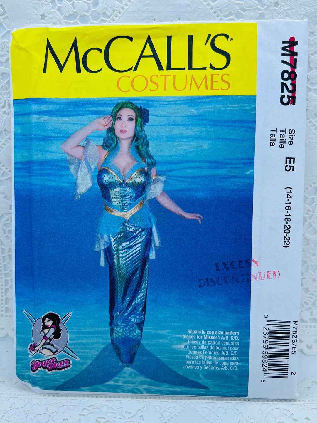 Mccall's 7825 Yaya Hans Cosplay Fantasy Mermaid Costume 4-way Stretch ...