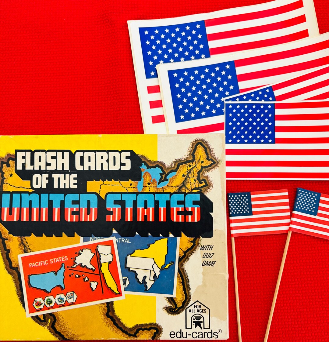 Vintage United States Flash Cards & Flag Stickers: 4th of July Ephemera ...