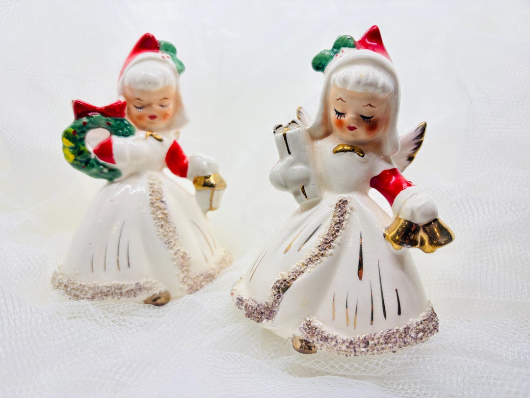 LEFTON ANGELS | Made in Japan | 2 Vintage Collectible Christmas Candle ...