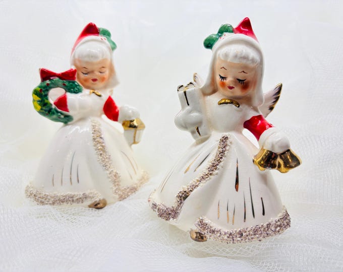 Vintage Lefton Angel Candle Holders: Made in Japan Porcelain Figurines ...