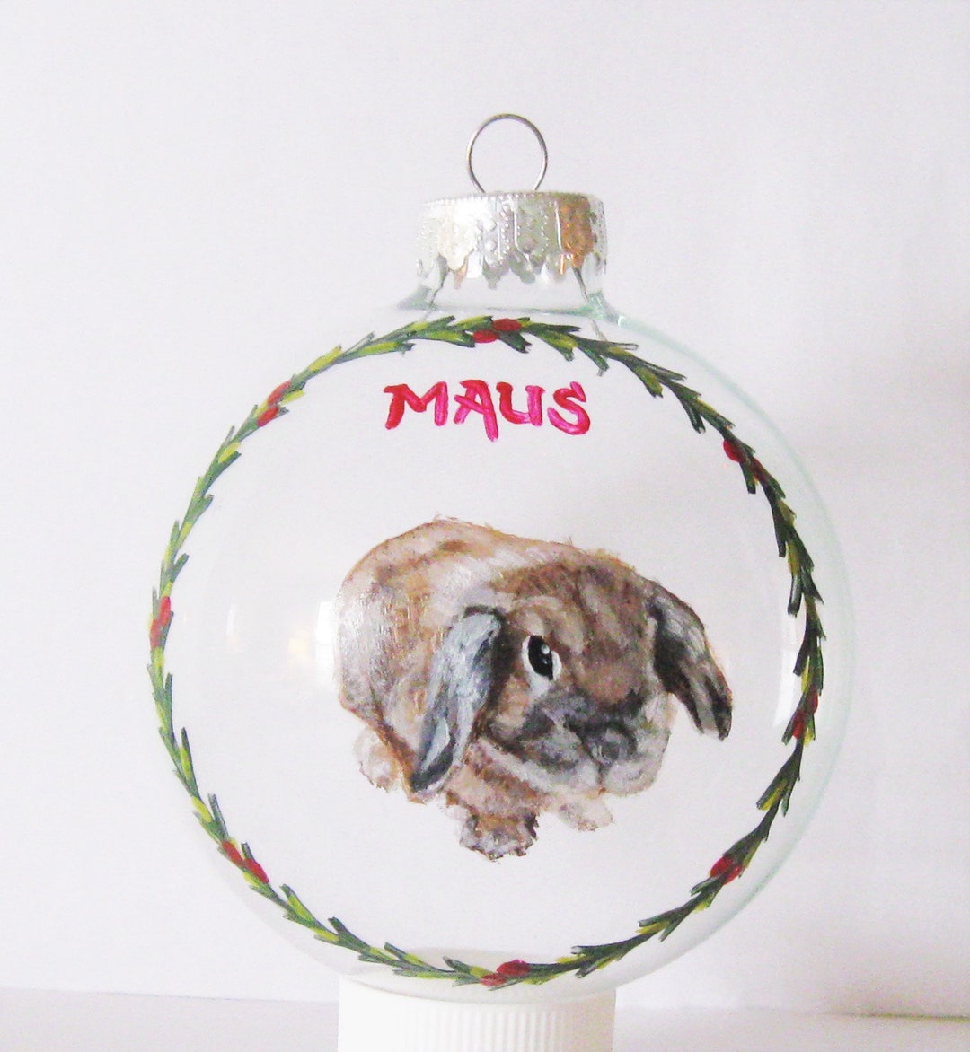 Rabbit Portrait, Custom Christmas Ornament, Bunny Painting ...