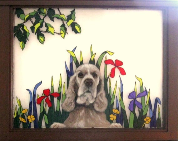 Cocker Spaniel Hand Painted Dog Window Pet Loss Memorial - Etsy