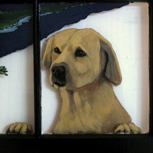 Yellow Labrador Retriever, Dog Window, Pet Portrait, Personalized Dog ...