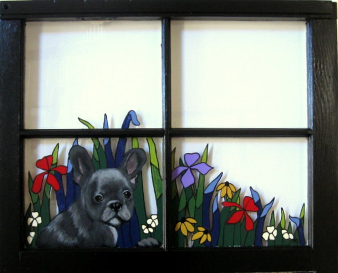 French Bulldog, Dog Painting, Dog Window, Puppy Art, Personalized Pet ...