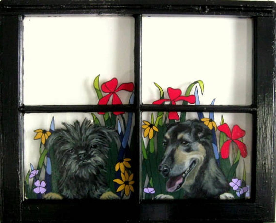Custom Pet Portrait, Dog Window Art, Pet Loss Memorial, Wall Art ...