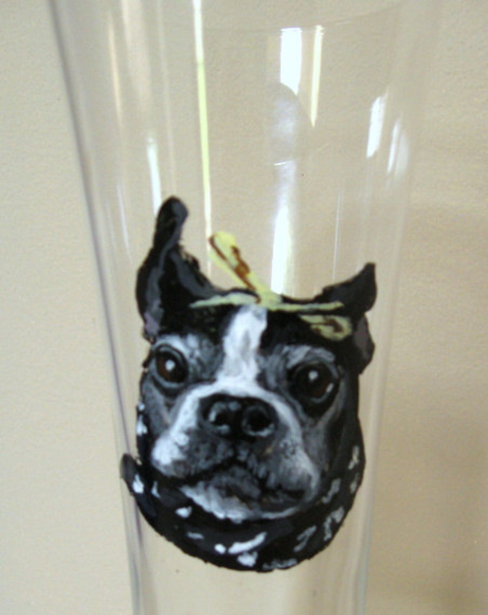Boston Terrier Pilsner, Beer Glass, Custom Pet Portrait, Dog Painting ...