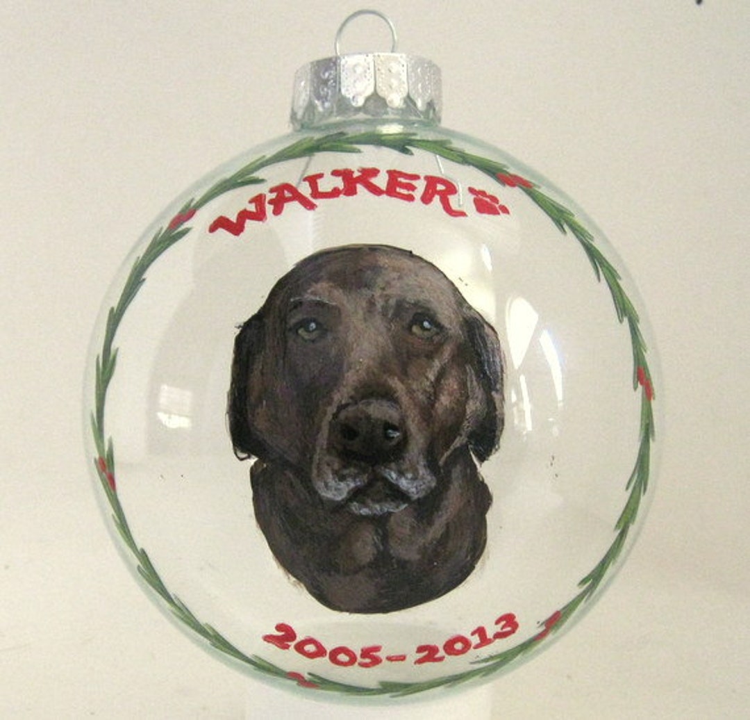 Pet Loss Memorial, Chocolate Lab, Custom Ornament, Glass Painting ...