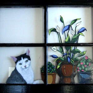 Cat Portrait, Recycled Art, Pet Window, Cat Art, Wall Hanging, Custom ...