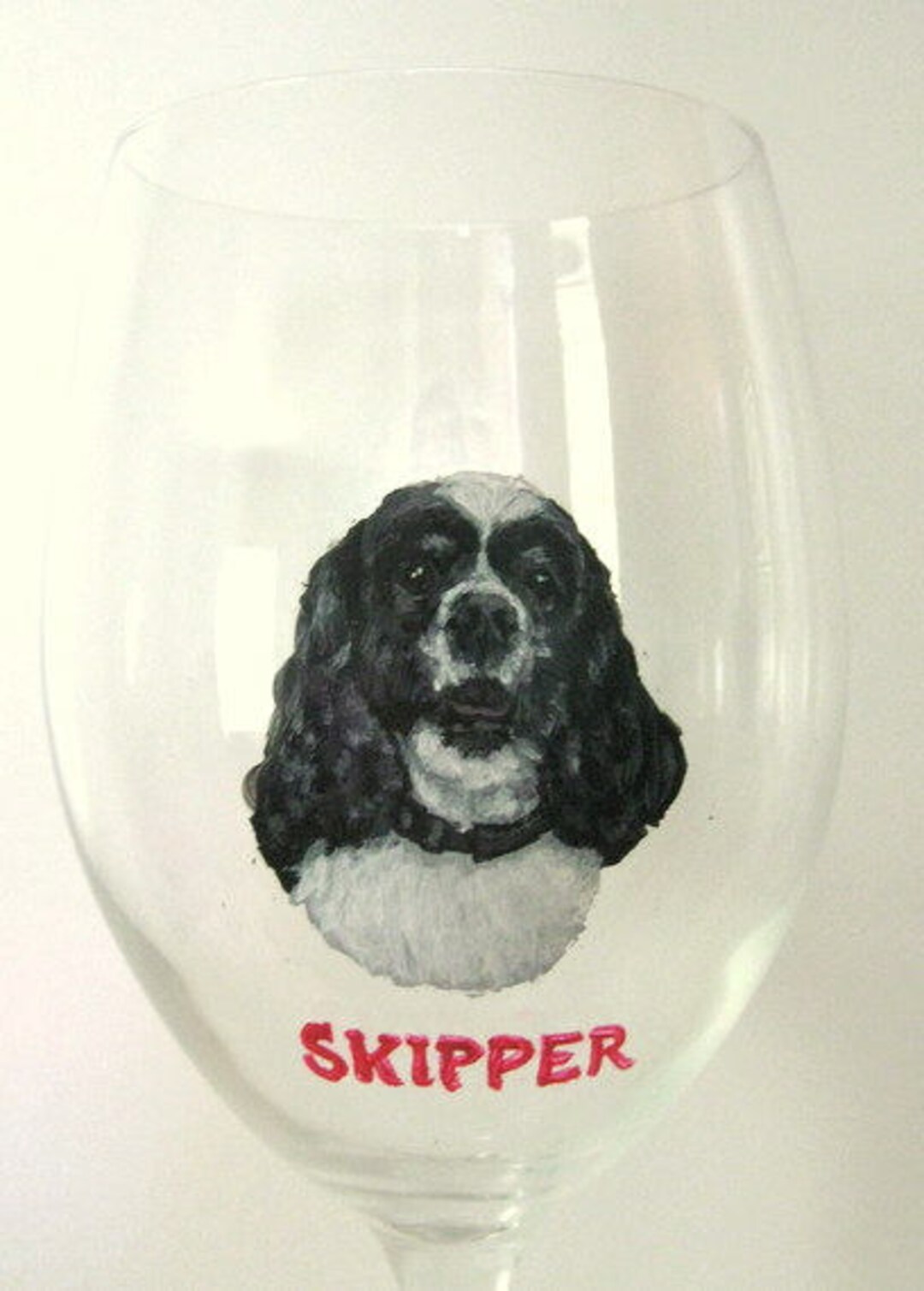 Cocker Spaniel Painted Wine Glass, Custom Pet Portrait Painting, Dog ...