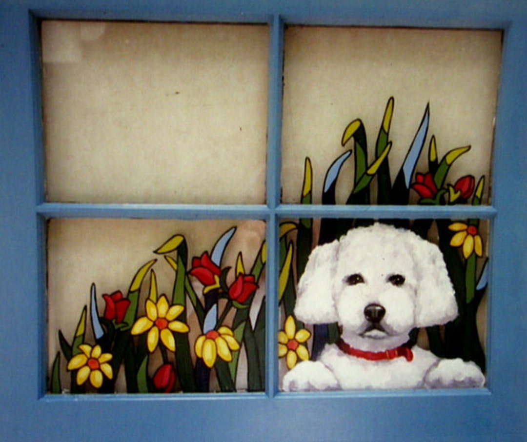 Poodle, Painted Dog Window, Custom Pet Portrait, Recycled Art, Pet ...