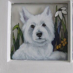 Custom Pet Portrait Window, Three Dogs in a Window, West Highland ...